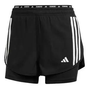 Adidas Own The Run 3-stripes 2-in-1 Shorts - Black
