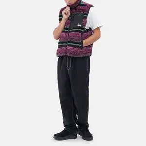 StÜssy Striped Sherpa Vest - Purple/red