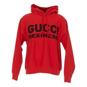 Gucci Sexiness Logo Print Hoodie - Red