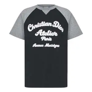 Dior Ss22 Alphabet Pattern Loose Short Sleeve T-shirt - Black