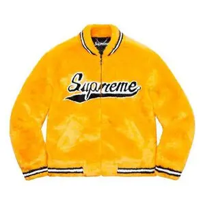 Supreme Faux Fur Varsity Jacket - Yellow