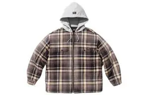 Supreme X Dickies Fw23 Week9 Plaid Hooded Zip Up Shirt - Brown
