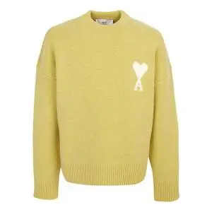 AMI Paris Big Heart Logo Alpaca Crewneck Sweater - Olive
