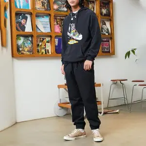 CONVERSE Solid Color High Waist Bundle Feet Sports Pants/trousers/joggers Black - Default Color