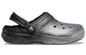 CROCS Classic Glitter Lined Clogs - Black/silver