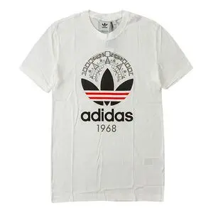 Adidas Originals Trefoil Tee Printing Casual Sports Short Sleeve - White