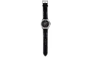 Casio Water Resistant Quartz Watch With Leather Strap - Black