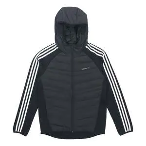 Adidas Neo M Dwn Hybrd Jkt Splicing Sports Hooded Down Jacket Black - Default Color