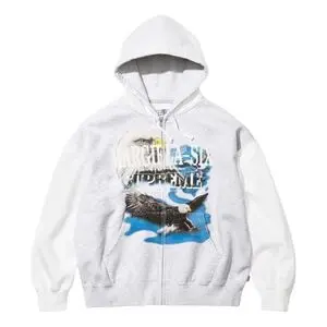 Supreme Supreme X MM6 Maison Margiela Eagle Zip Up Hooded Sweatshirt White
