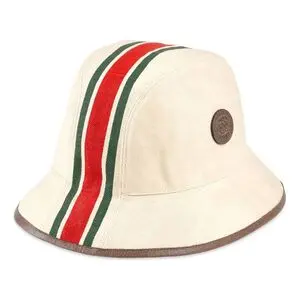 Gucci Canvas Fedora Hat With Web Stripe - Beige