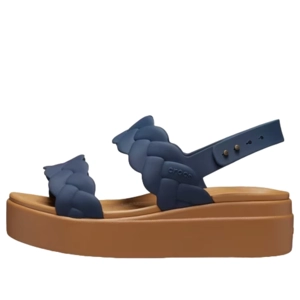 CROCS Brooklyn Woven Wedge Sandals - Blue/brown