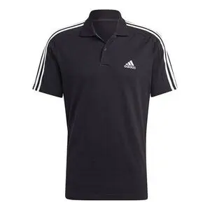 Adidas Essentials Piqu Embroidered Small Logo 3-stripes Polo Shirts - Black
