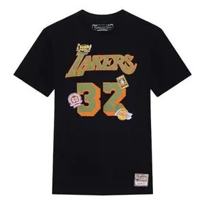 Mitchell & Ness X Nba Los Angeles Lakers Script T-shirt 'magic Johnson 32 - Black