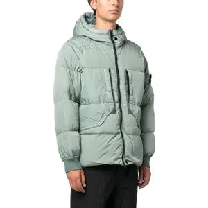 Stone Island Hooded Down Jacket - Sage