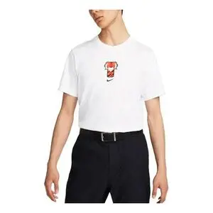 Nike Tiger Woods Frank Cartoon Printing Round Neck Short Sleeve White T-shirt - Default Color