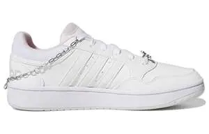 Adidas Hoops 3.0 Low Top Sneakers With Chain Detail - Cloud White/pink