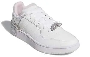 Adidas Hoops 3.0 Low Top Sneakers With Chain Detail - Cloud White/pink