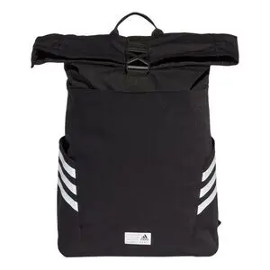 Adidas Roll Top Backpack With Signature Stripes - Black