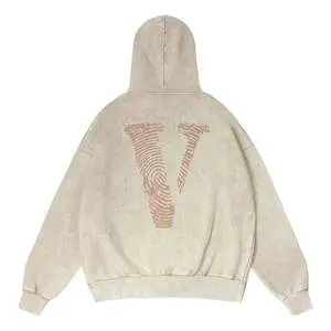 VLONE Finger Print Logo Hoodie - Beige/red