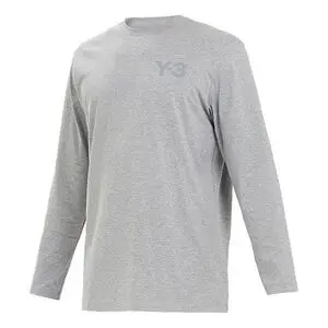 Adidas Y-3 Logo Pattern Micro Mark Casual Long Sleeve Crewneck T-shirt - Gray