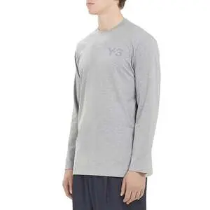 Adidas Y-3 Logo Pattern Micro Mark Casual Long Sleeve Crewneck T-shirt - Gray
