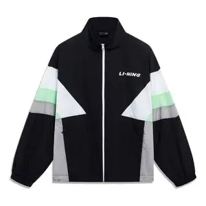 LI-NING Graphic Color Block Jacket - Black/white/green