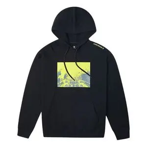 CONVERSE Printing Sports Fleece Lined Hoodie - Black