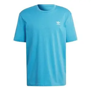 Adidas Originals Solid Color Logo Round Neck Casual Short Sleeve Blue T-shirt - Default Color