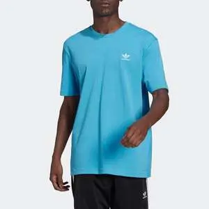 Adidas Originals Solid Color Logo Round Neck Casual Short Sleeve Blue T-shirt - Default Color