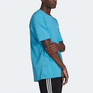 Adidas Originals Solid Color Logo Round Neck Casual Short Sleeve Blue T-shirt - Default Color
