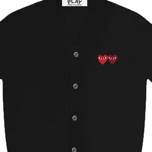 Play Comme Des Garcon Double Heart Cardigan - Black