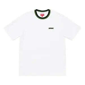 Supreme Ss19 Split Rib S/s Top Round Neck Segmentation Two Color Short Sleeve - White
