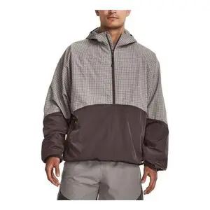Under Armour Rush Woven 1/2 Zip Hooded Top 'grey Brown