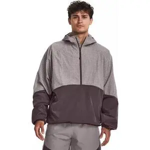 Under Armour Rush Woven 1/2 Zip Hooded Top 'grey Brown