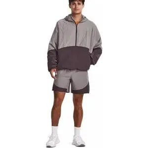 Under Armour Rush Woven 1/2 Zip Hooded Top 'grey Brown