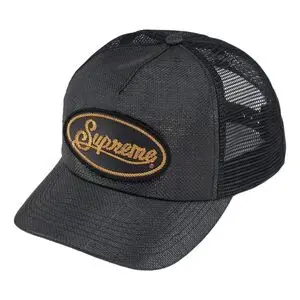 Supreme Ss26 Raffia Mesh Back 5-panel Cap - Black