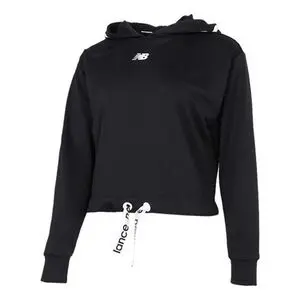 NEW BALANCE Relentless Logo Crop Hoodie - Black/white