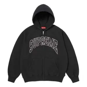 Supreme Ss26 Cracked Raglan Zip Up Hooded Sweatshirt - Black