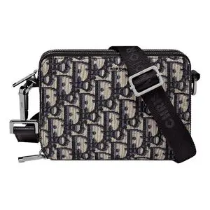 Dior Beige And Black Oblique Jacquard Shoulder Strap Pouch - Beige/black/oblique Jacquard