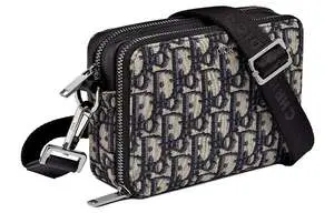 Dior Beige And Black Oblique Jacquard Shoulder Strap Pouch