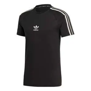 Adidas Originals Stripe Logo Micro Mark Round Neck Casual Short Sleeve Black - Default Color