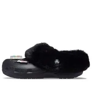 CROCS Classic Clog With Faux Fur Trim - Black