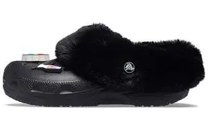 CROCS Classic Clog With Faux Fur Trim - Black