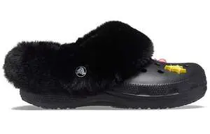 CROCS Classic Clog With Faux Fur Trim - Black