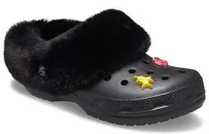 CROCS Classic Clog With Faux Fur Trim - Black