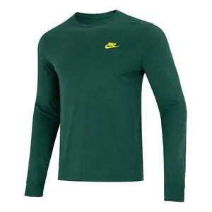 Nike Minimalistic Alphabet Logo Athleisure Casual Sports Round Neck Long Sleeves Green T-shirt - Default Colorway