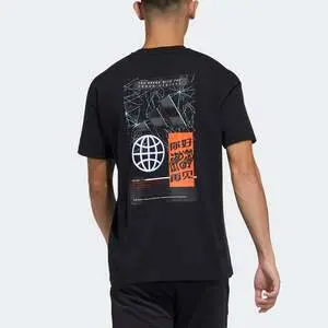 Adidas Logo Printing Solid Color Round Neck Short Sleeve Black T-shirt