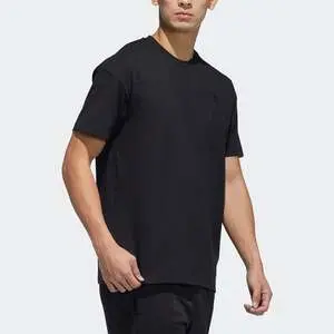 Adidas Logo Printing Solid Color Round Neck Short Sleeve Black T-shirt