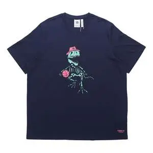 Adidas Originals 5 Dino Tee Casual Sports Cartoon Printing Round Neck Short Sleeve Blue - Navy