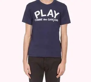 Play Comme Des Garcon Play Logo Tee 'navy White - Blue